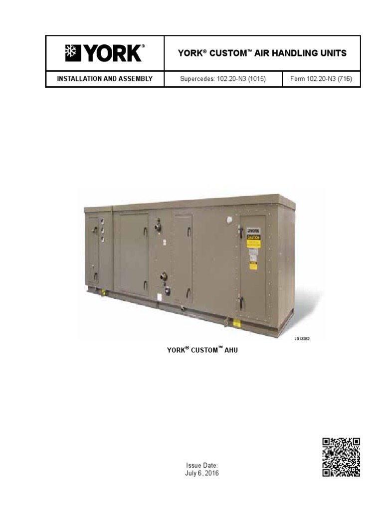 JCI Custom AHU Installation Manual | PDF | Duct (Flow) | Manufactured Goods