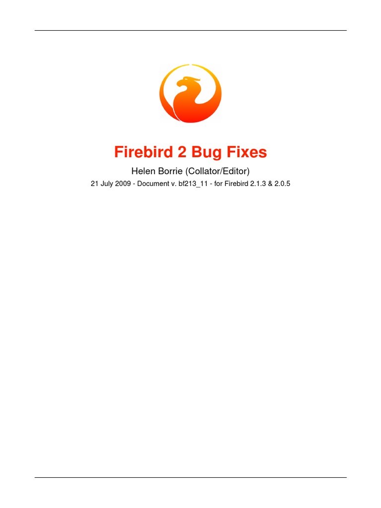 Firebird 2 Bug Fixes: Helen Borrie (Collator/Editor) | PDF | Databases | Database Index