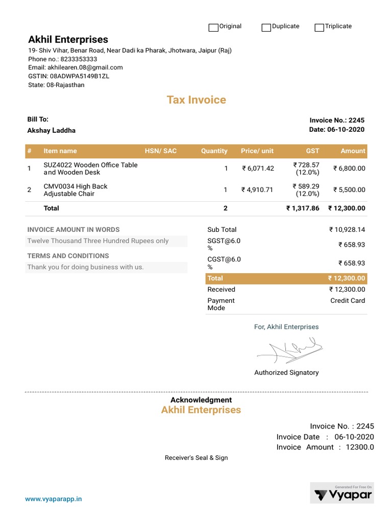 Tax Invoice: Akhil Enterprises | PDF | Invoice | Economies