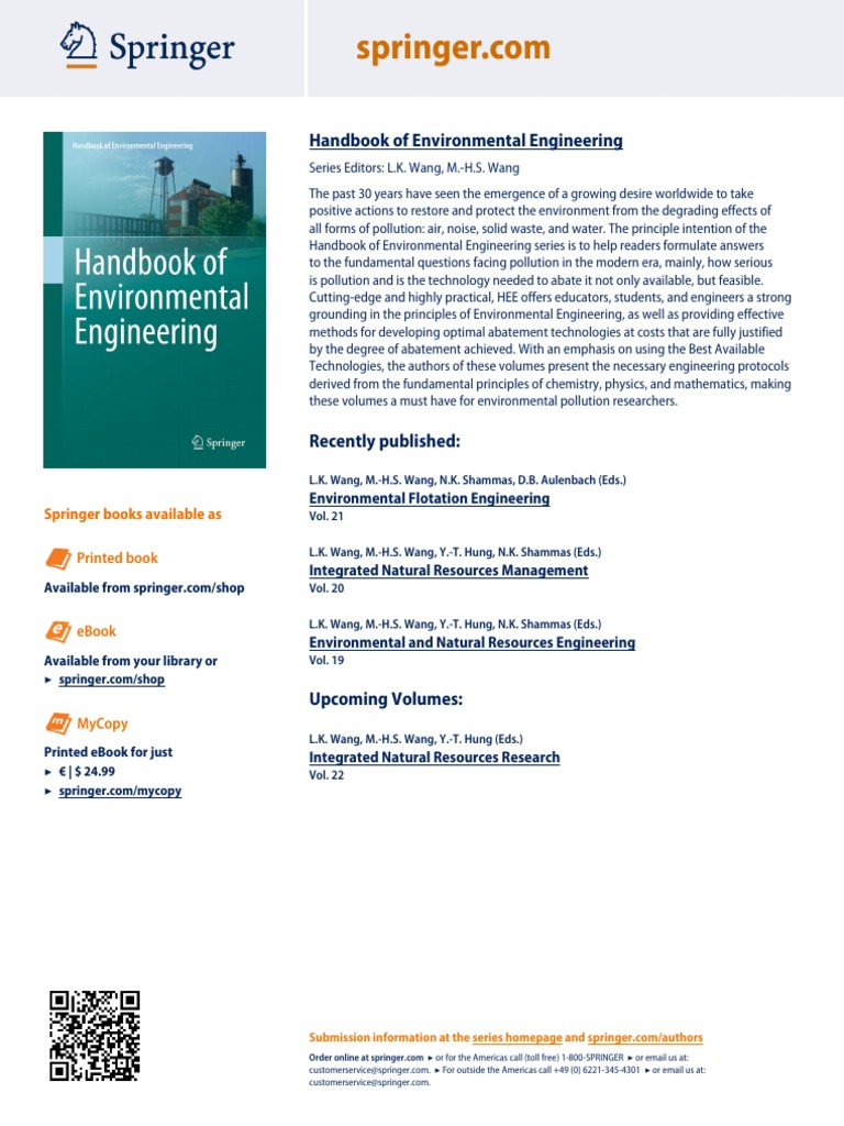 Handbook of Environmental Engineering: Springer Books Available As ...