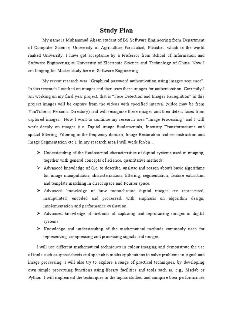 Study Plan-Personal Statemetn Format 2 | PDF | Computer Science | Computing
