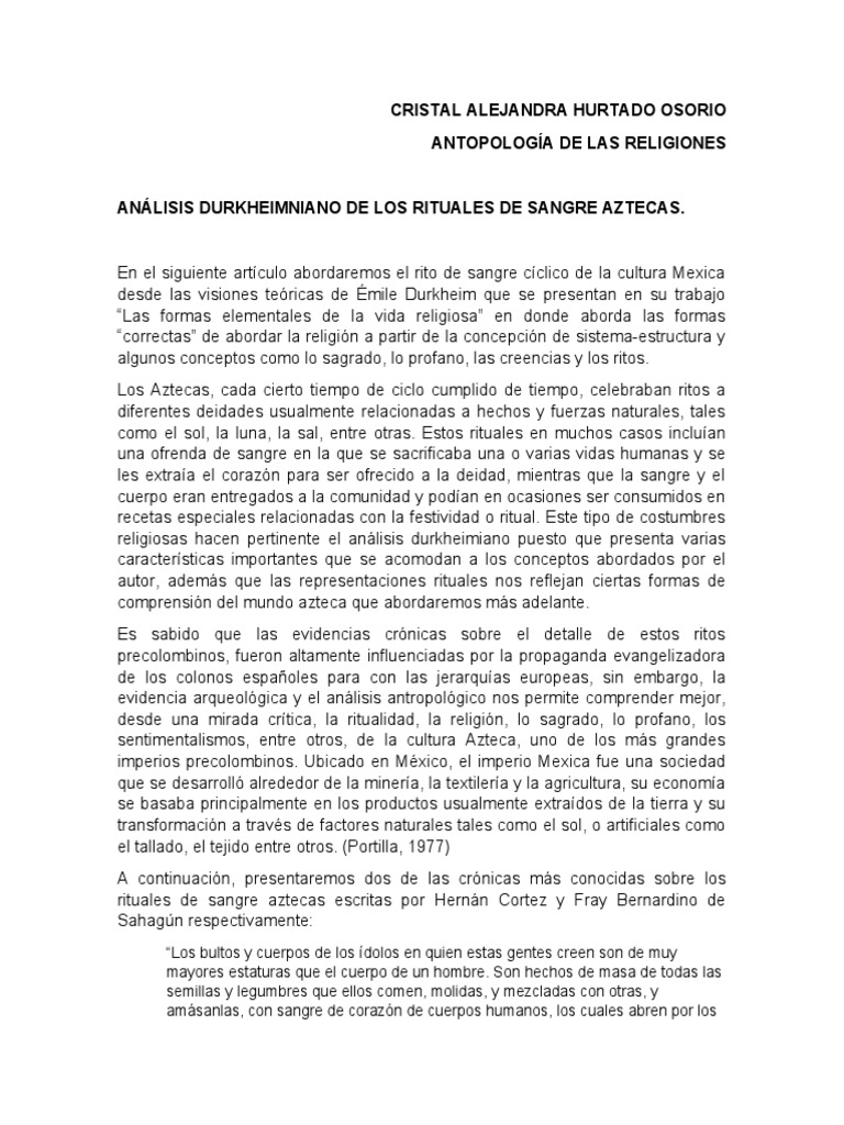 Ritos de Sangre en la Cultura Azteca | PDF | Rituales | Sagrado