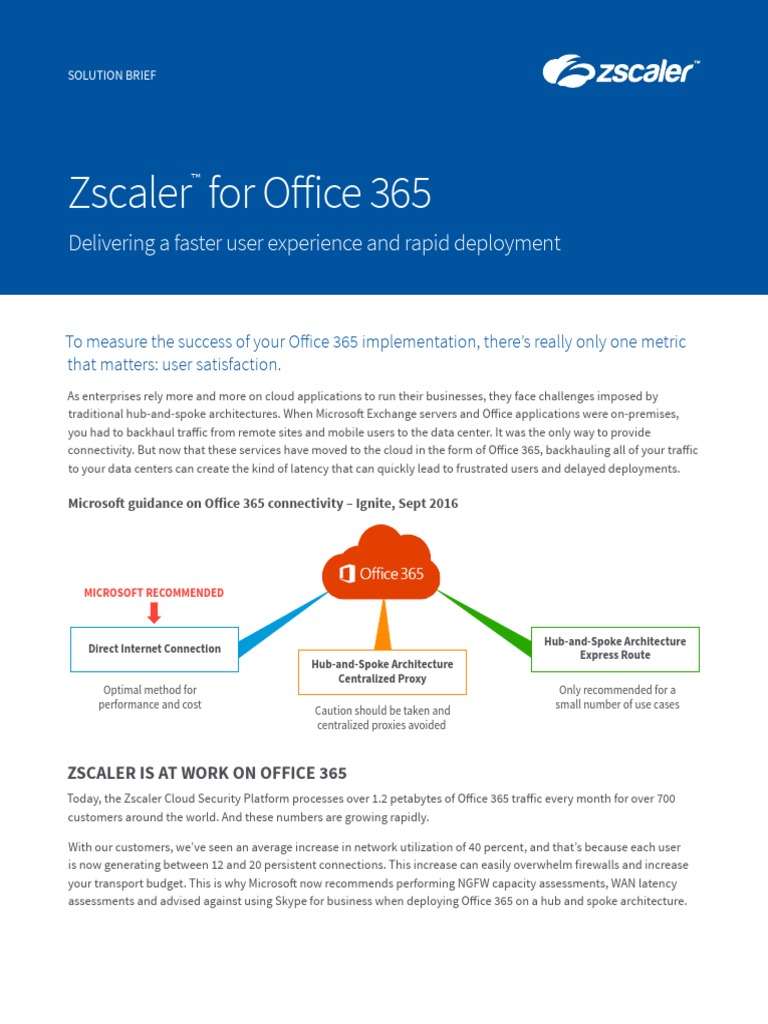 Zscaler For Office 365: Delivering A Faster User Experience and Rapid ...