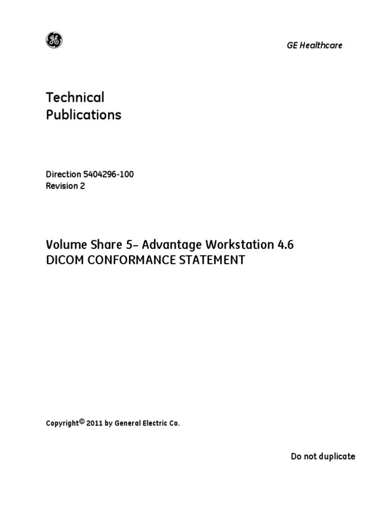 Technical Publications: Volume Share 5 - Advantage Workstation 4.6 Dicom Conformance Statement ...