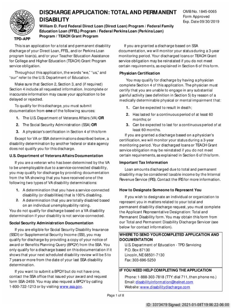 ClixSign - DOE - Total - and - Permanent - Disability - Discharge ...