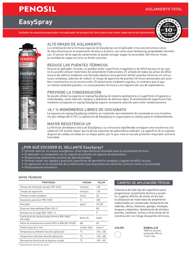 PENOSIL EasySpray Espuma 700ml ES - 03.2019 | PDF | Poliuretano ...