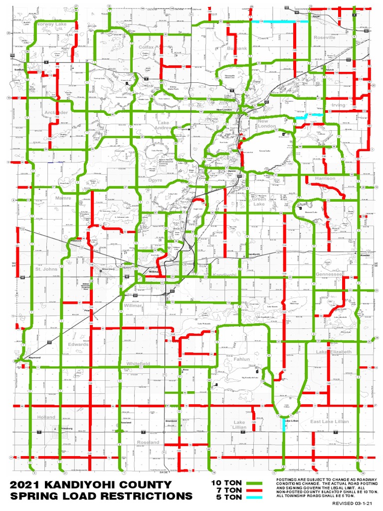 2021 Spring Road Restrictions Map For Kandiyohi County | PDF