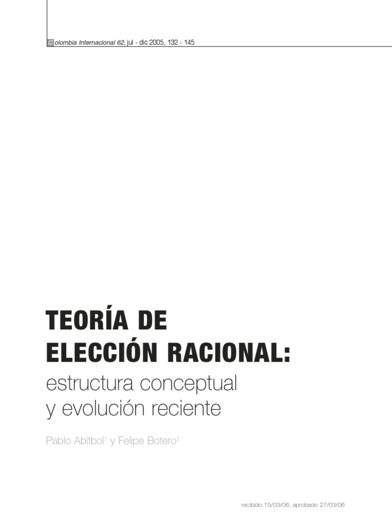 Teoria de La Eleccion Racional | PDF | Racionalidad | Science