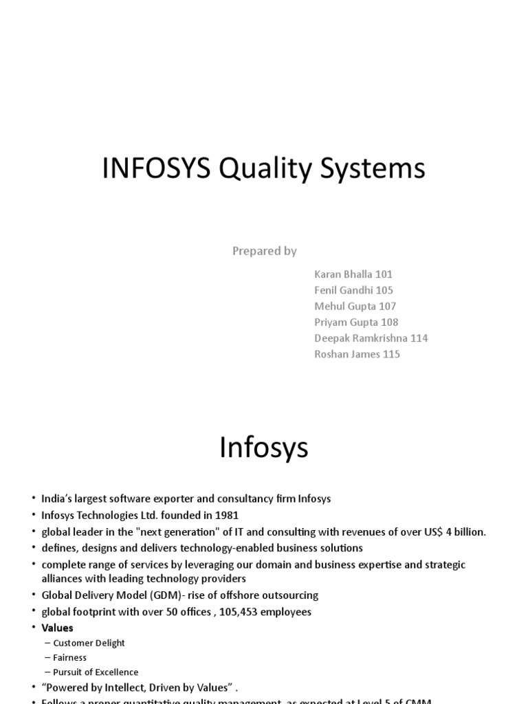 INFOSYS Quality Systems | PDF | Quality Management | Software Quality