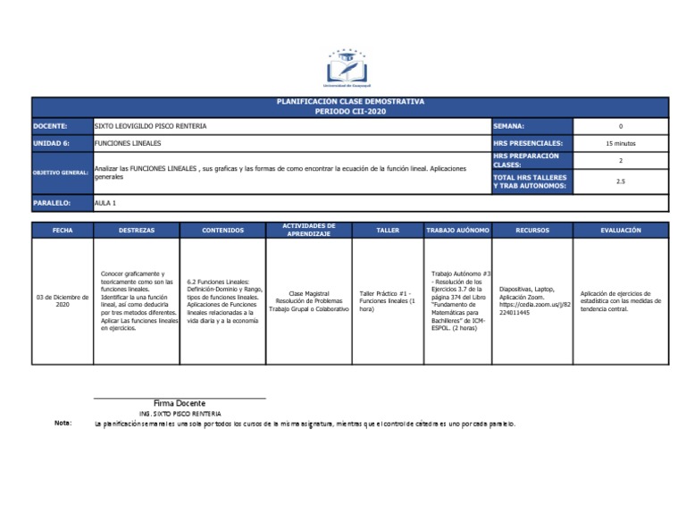 Planificacion Clase Demostrativa | PDF | Aprendizaje | Cognición