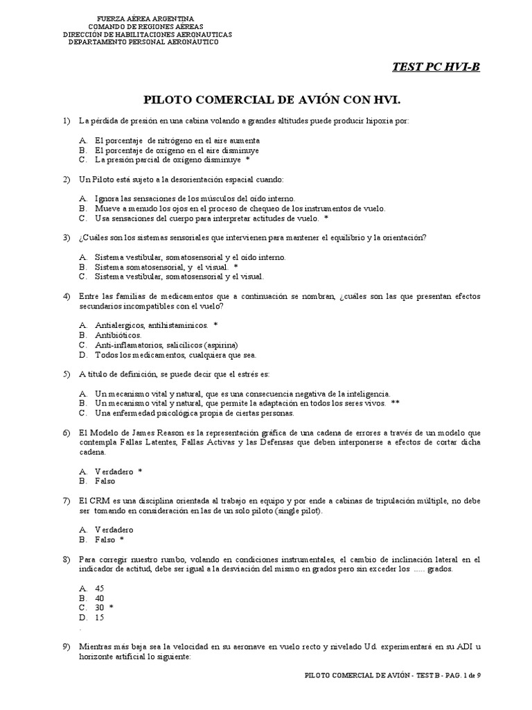 Test (B) PCA HVI Julio 2003 | PDF | Ingeniería Aeroespacial | Aviación