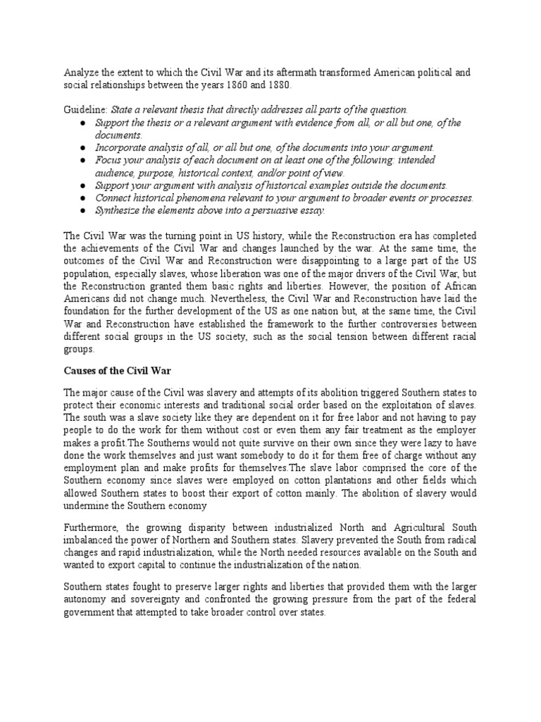 Reconstruction DBQ | PDF | Reconstruction Era | American Civil War