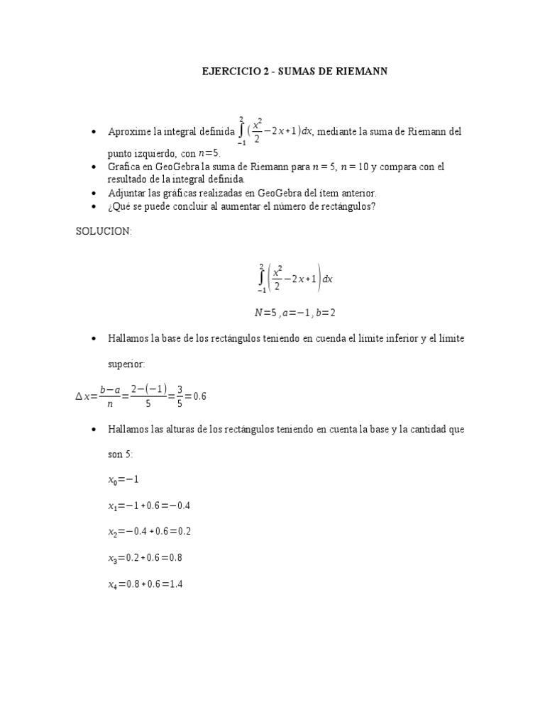 Ejercicio - 2C - SumaDeRiemann - Juan Fernandez | PDF | Integral | Zona