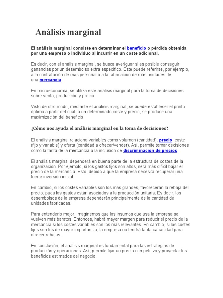 # 1 Análisis marginal | PDF | Precios | Microeconomía