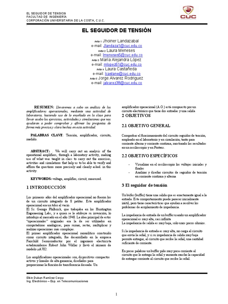 Análisis del funcionamiento del seguidor de tensión mediante simulación ...