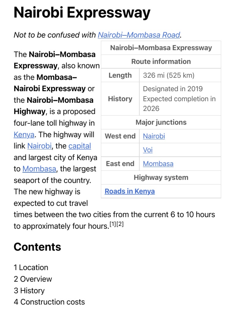 Nairobi-Mombasa Expressway Overview | PDF | Transport Infrastructure ...