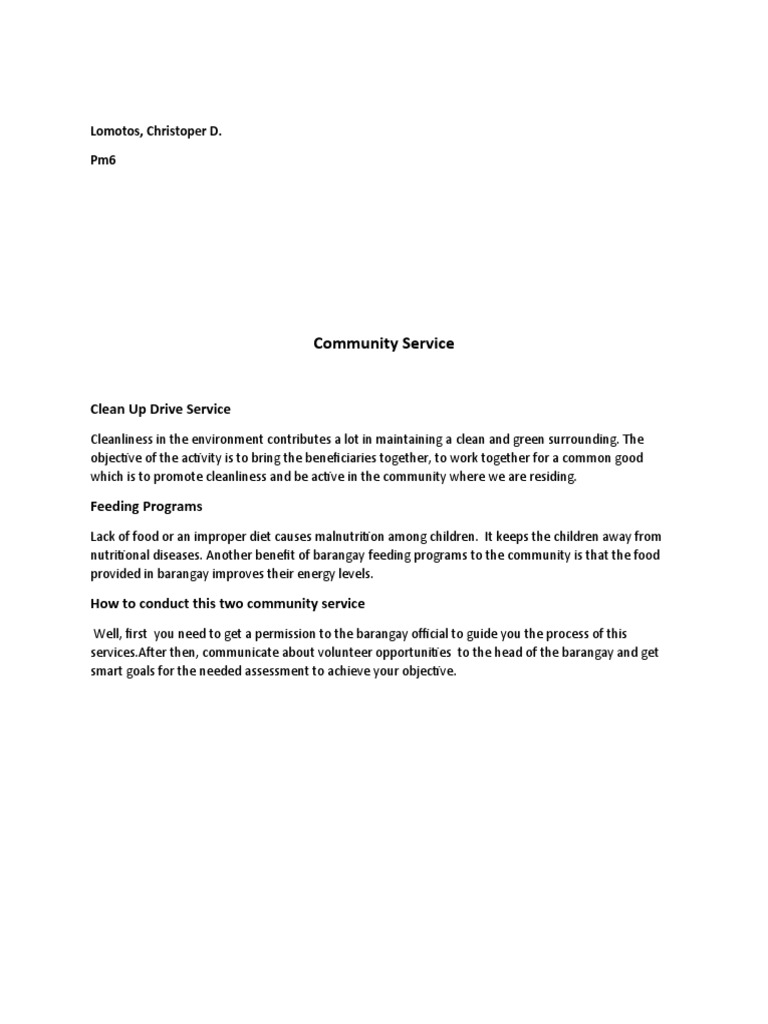 Community Service in Barangay Buhangin Proper | PDF
