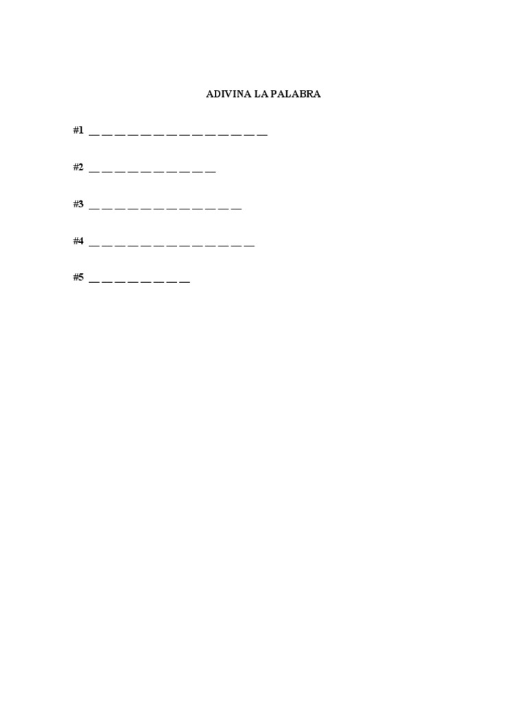 Adivina La Palabra Juego | PDF