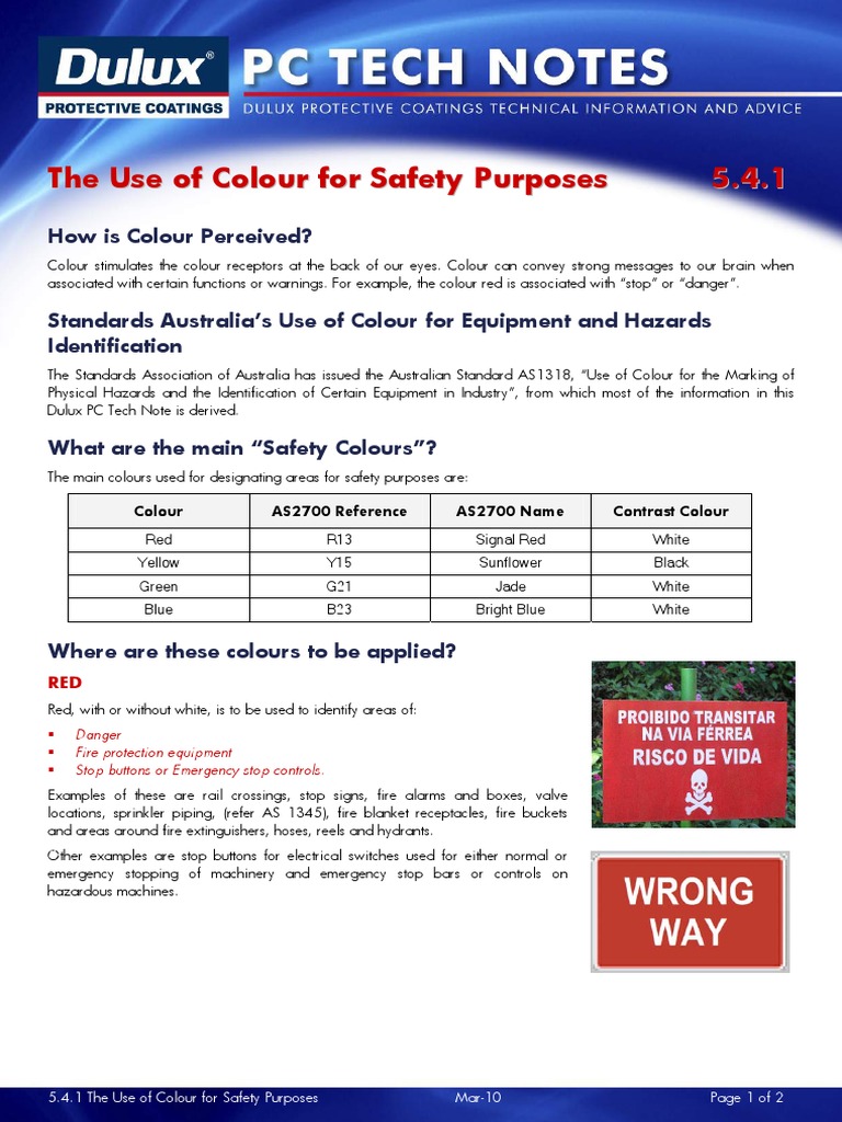 Use of Colour for Safety Standards | PDF | Color | Fires