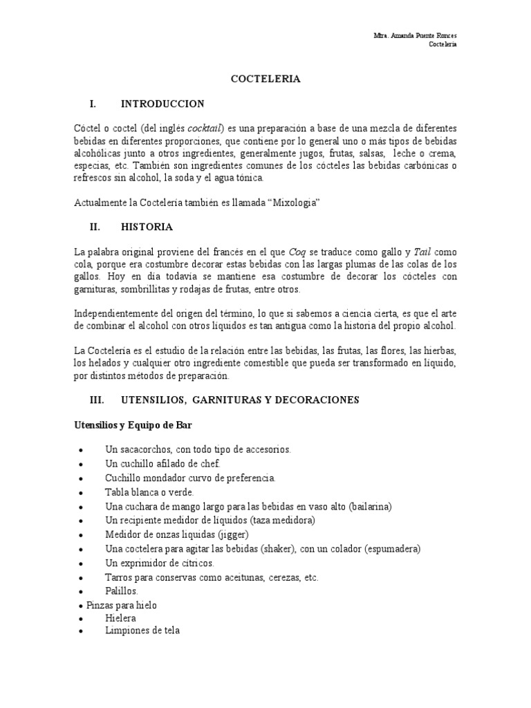 Guía Completa de Coctelería y Mixología | PDF | Cócteles | Bebida