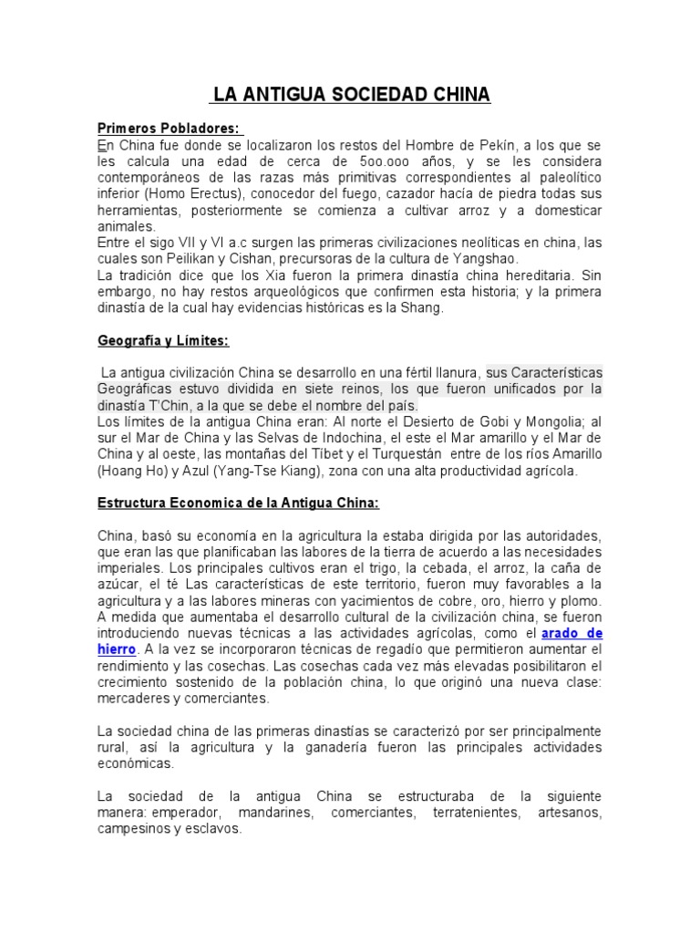 La Antigua China | PDF | Historia de china | China