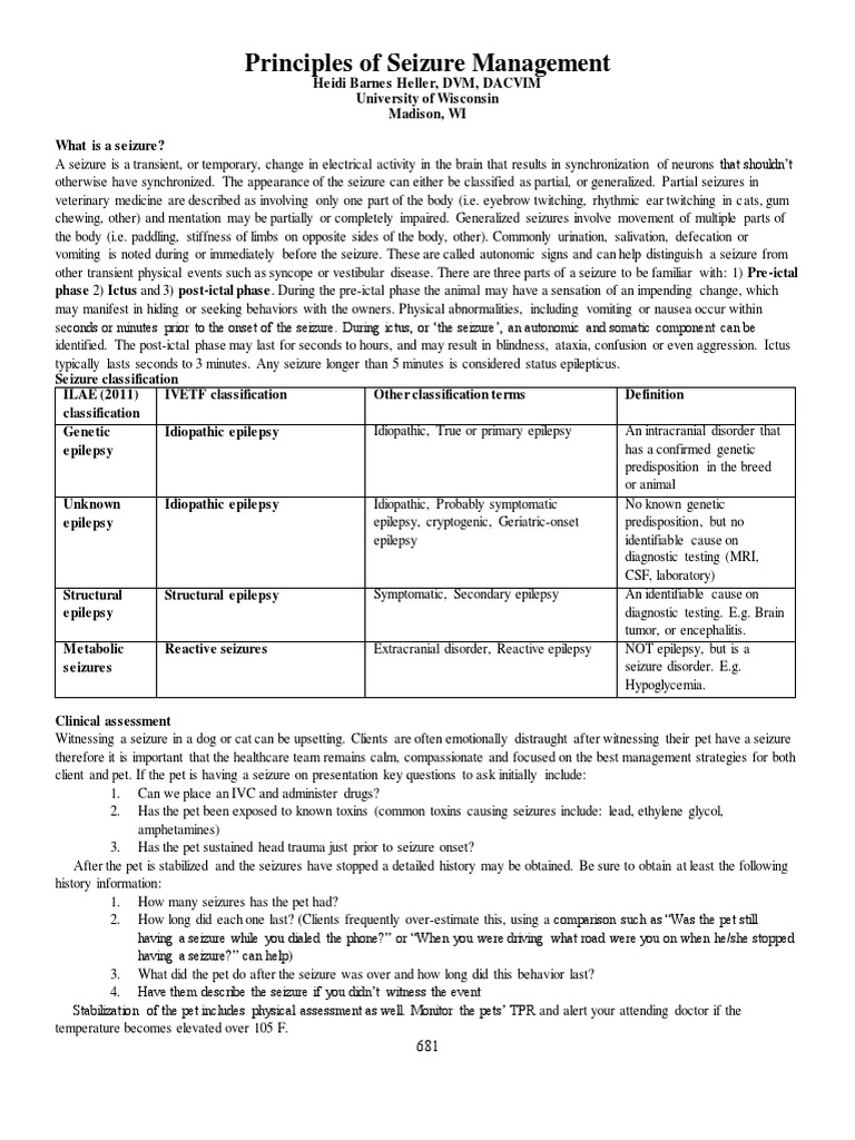 Principles of Seizure Management | PDF | Physical Therapy | Epilepsy