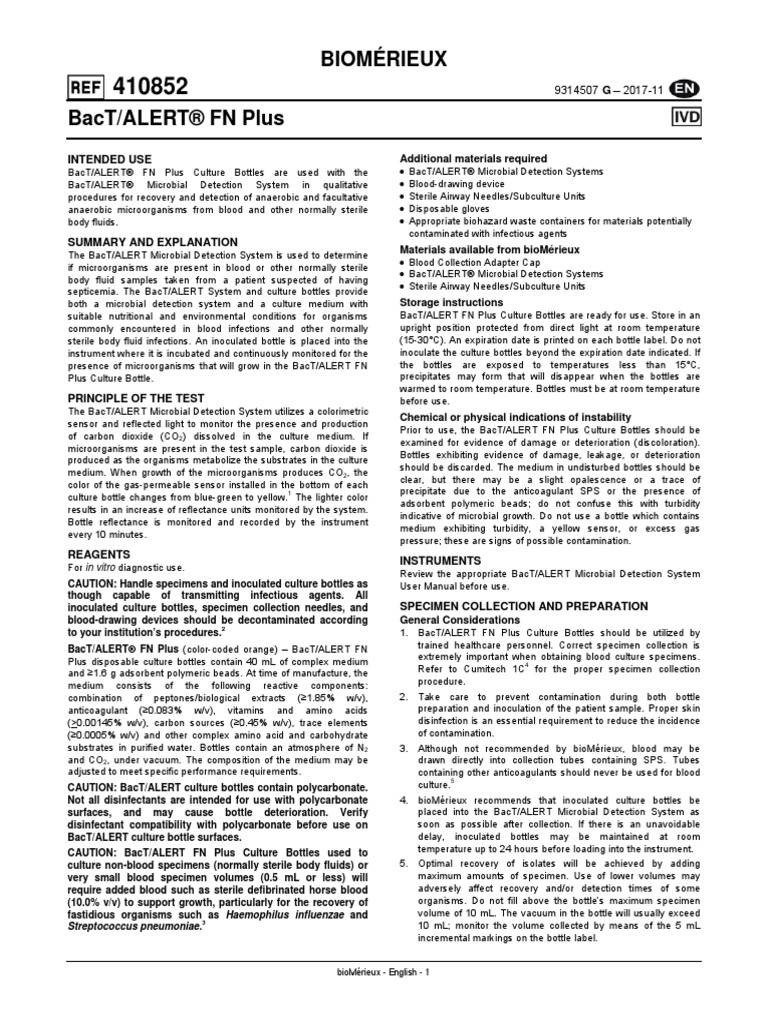Bactalert FN Plus | PDF | Microbiology | Medical Specialties