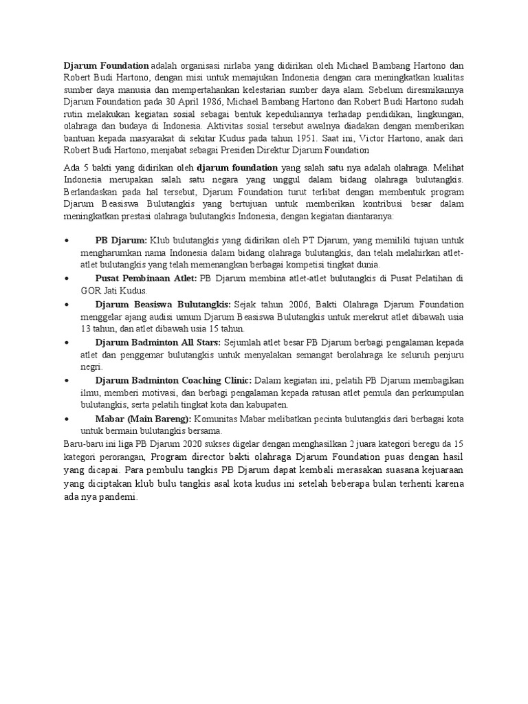 Djarum Foundation | PDF