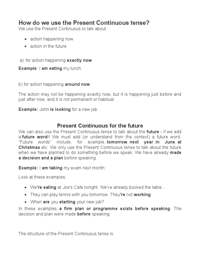 How Do We Use The Present Continuous Tense | PDF | Grammatical Tense | Verb