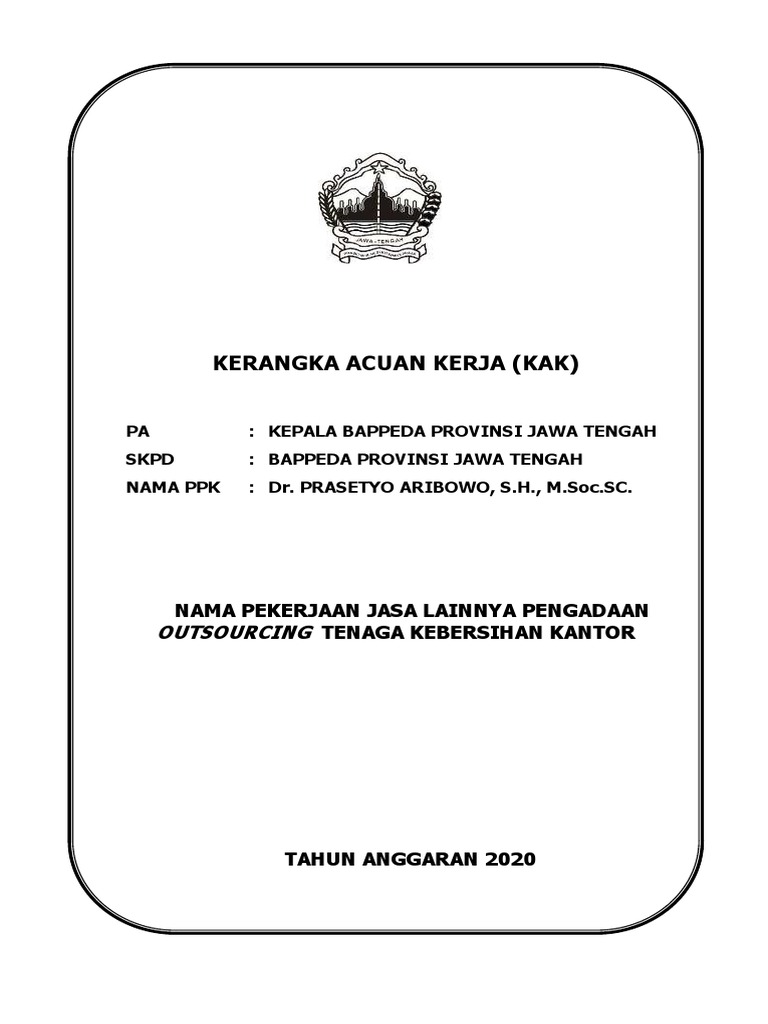 Outsourcing Kebersihan BAPPEDA Jateng 2020 | PDF
