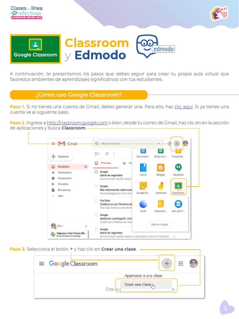 Classroom y Edmodo | PDF | Youtube | Gmail