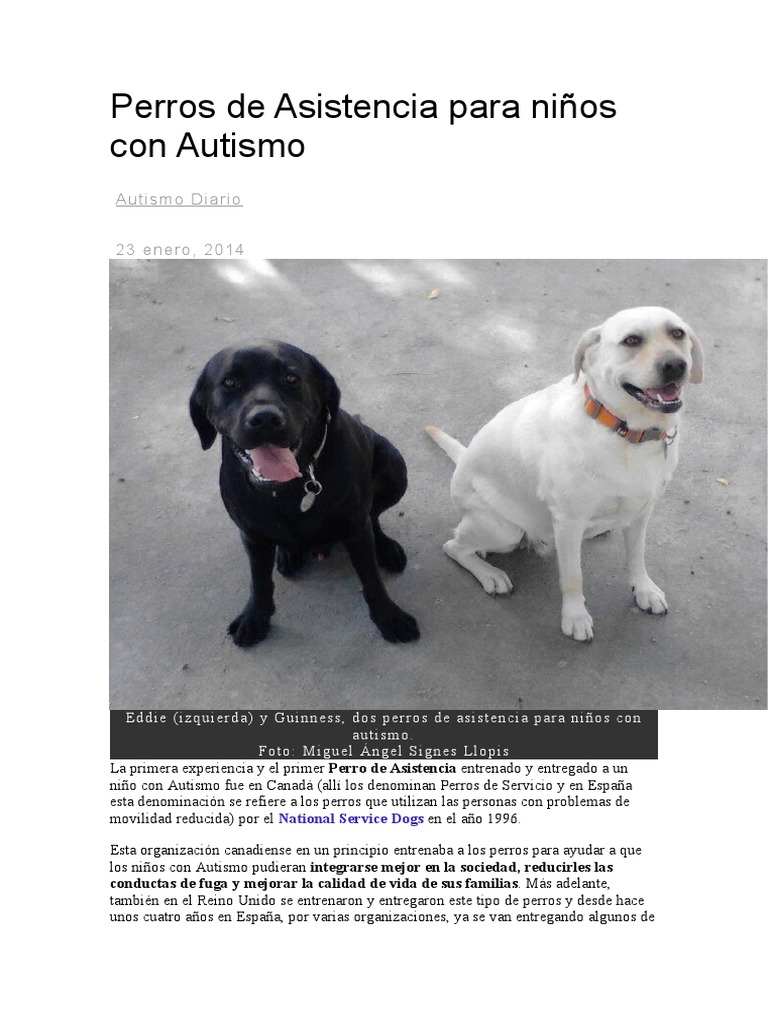 Perros de Asistencia para Niños Con Autismo | PDF | Espectro autista ...