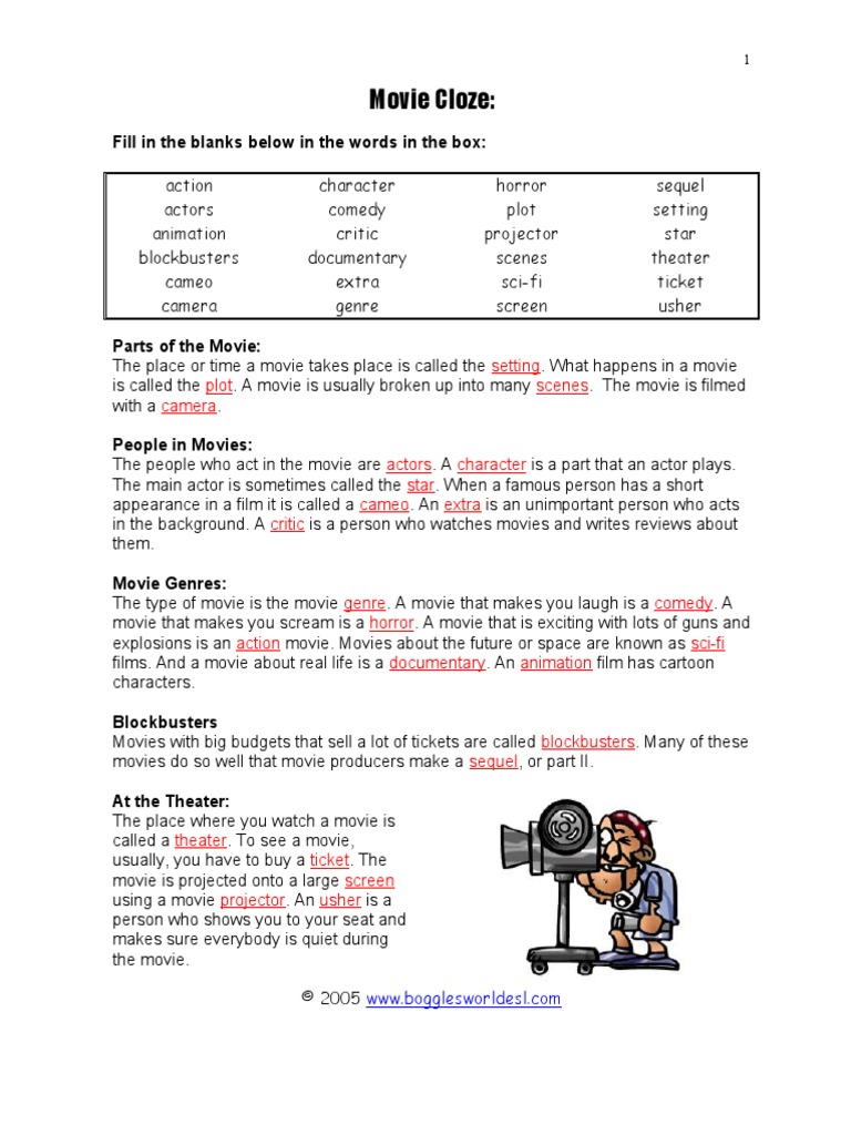 Movie Cloze - Answers | PDF