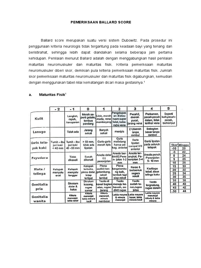 Pemeriksaan Ballard-Score | PDF