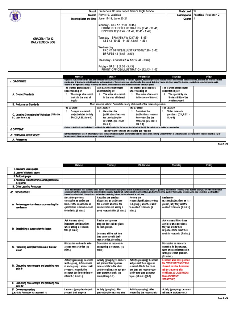 PR 2 DLL | PDF | Inquiry | Learning