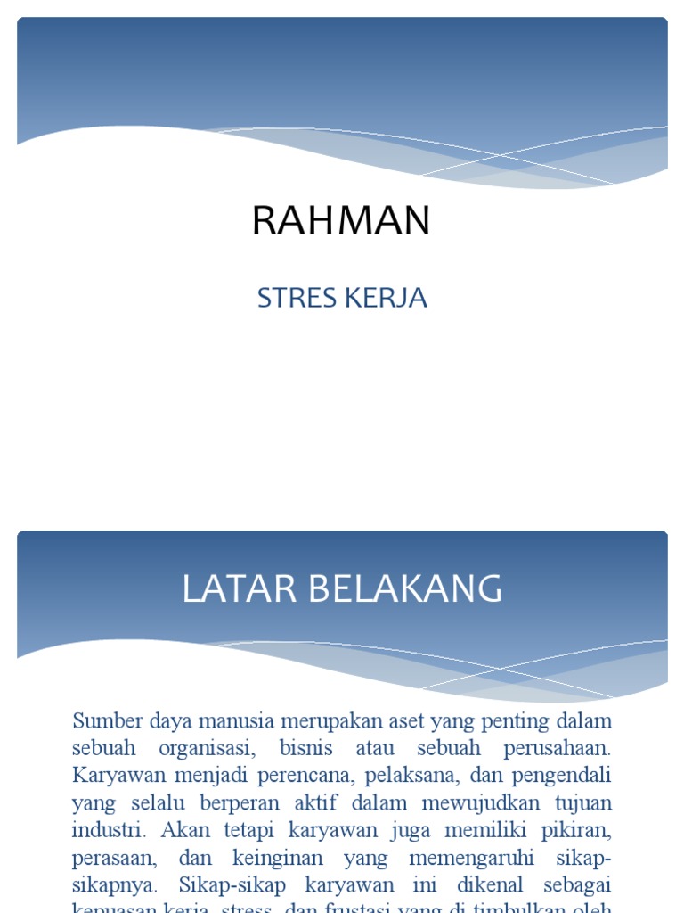 Tentang Stres Kerja | PDF
