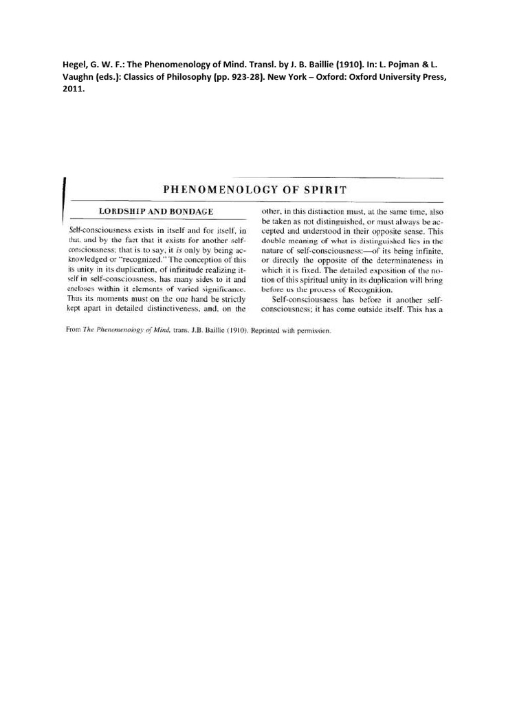 Hegel's Master-Slave Dialectic Overview | PDF