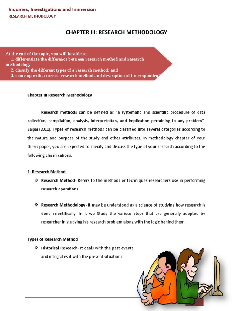 Chapter Iii: Research Methodology: Inquiries, Investigations and ...