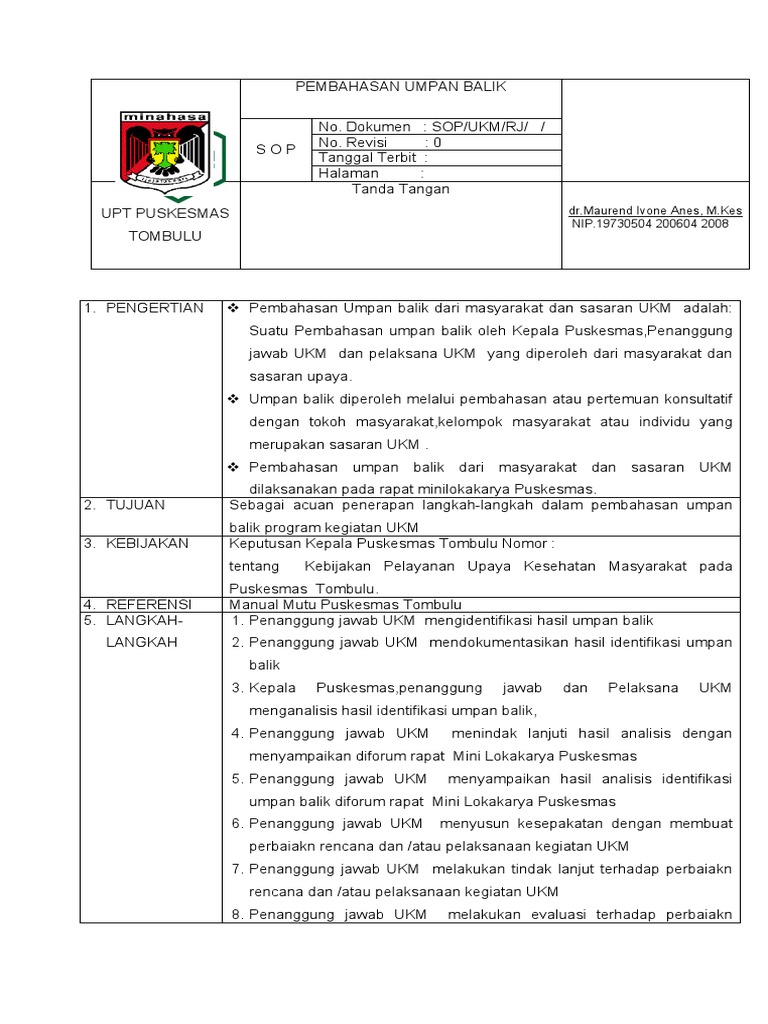 Sop Pembahasan Umpan Balik | PDF