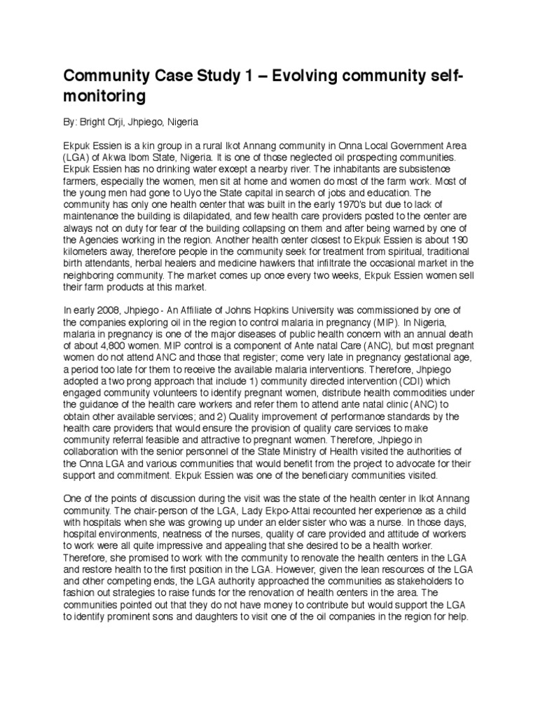 Community Case Study 1 - Evolving Community Self Monitoring | PDF ...