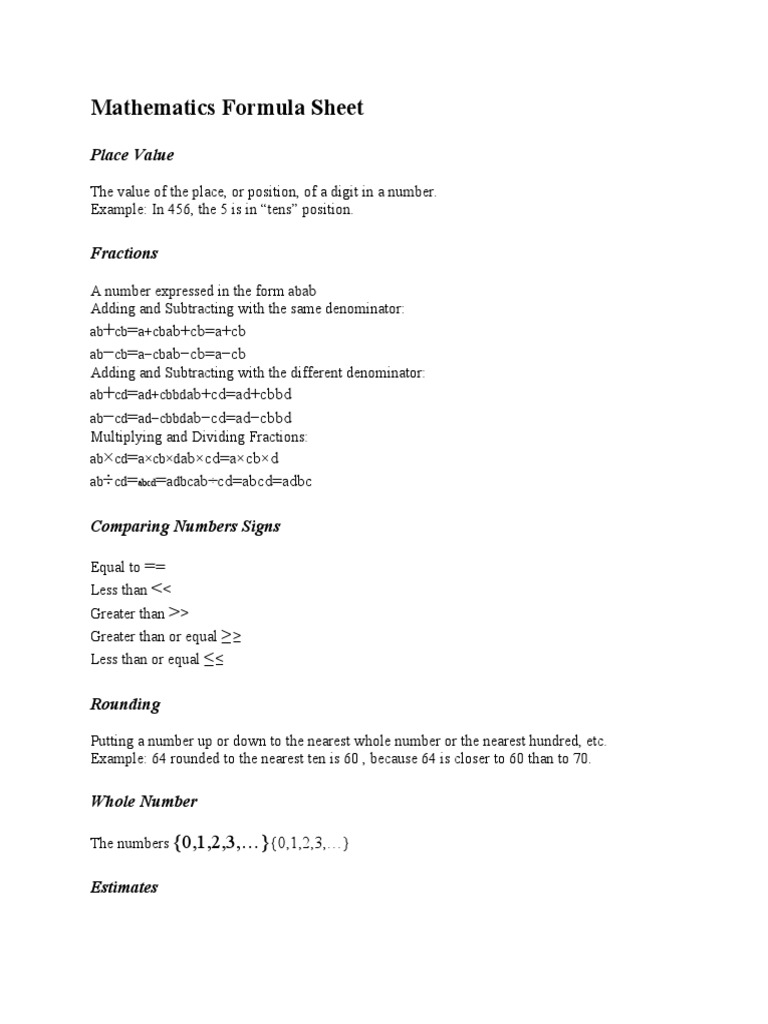 Pert Mathematics Formula Sheet | Download Free PDF | Triangle | Area