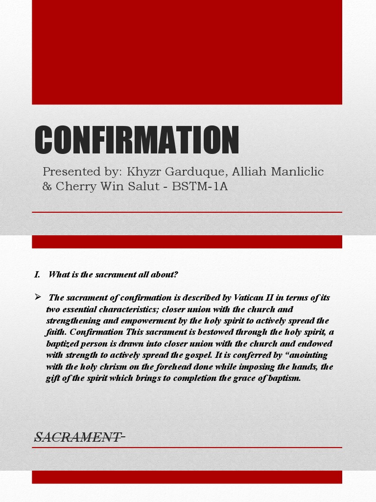 CONFIRMATION | PDF | Confirmation | Anointing