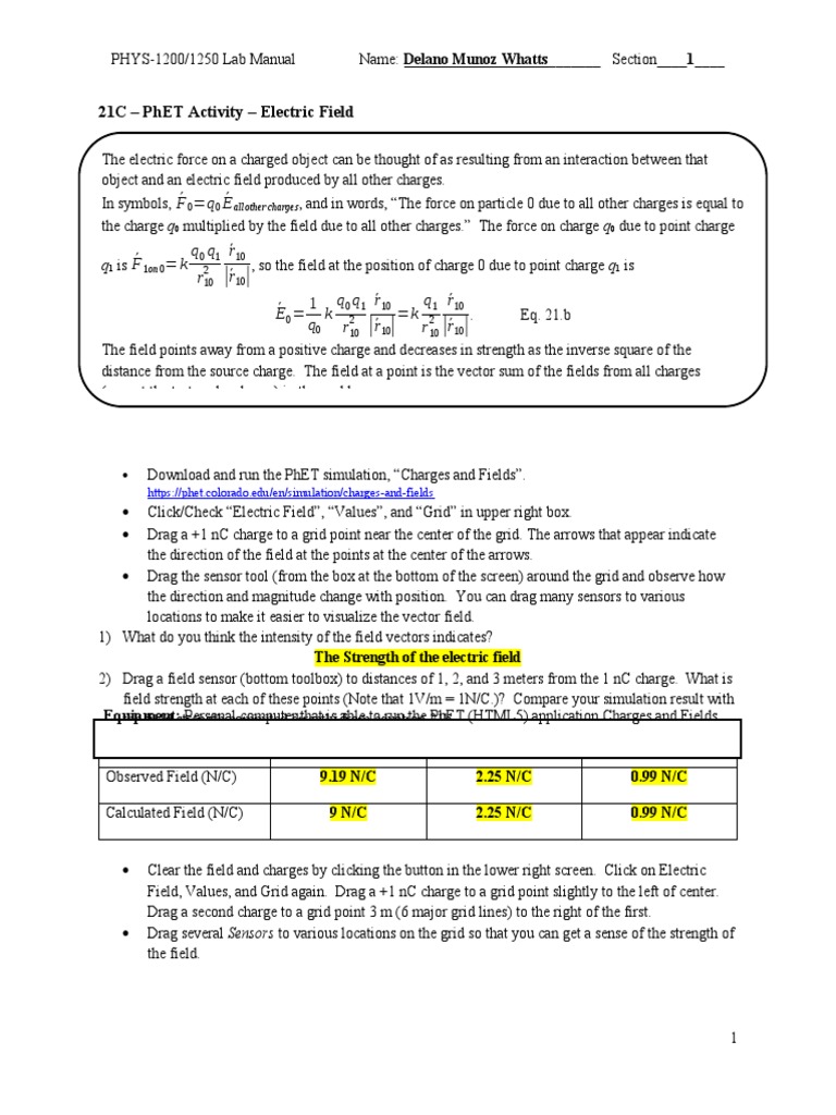 Calculating Electric Fields Using Vector Notation | PDF | Electric ...