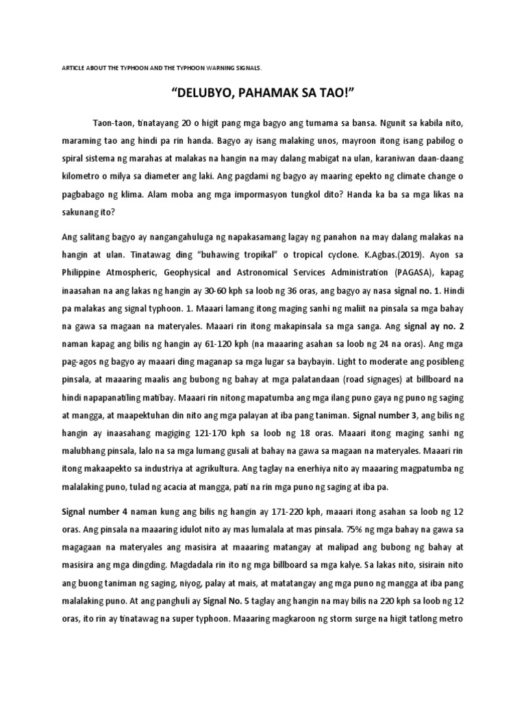 Article About The Typhoon and The Typhoon Warning Signals | PDF