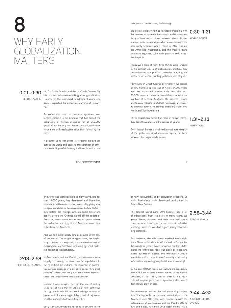 Why Early Globalization Matters: Big History Project | PDF | Printing ...