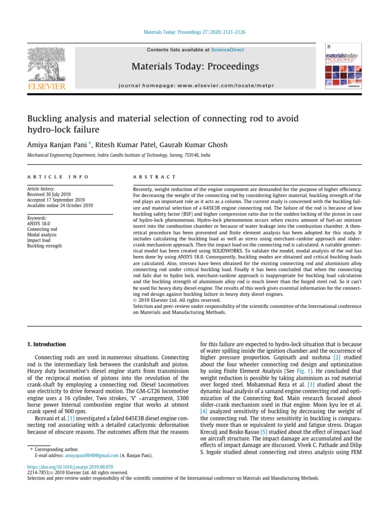 04 - Buckling Analysis and Material Selection of Connecting Rod To ...