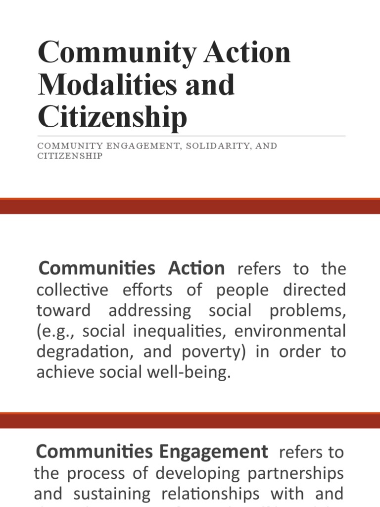 Lesson 4 Community Action Modalities and Citizenship | PDF | Community ...