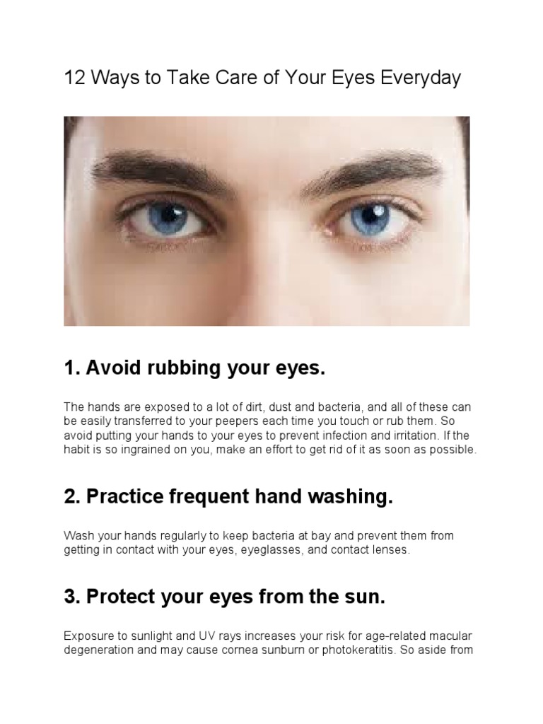 12 Daily Tips for Eye Care | PDF | Shaving | Sunscreen