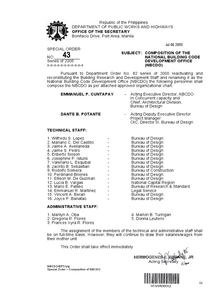 NBCDO Memo Circular No.01 Series of 2005 | PDF | Philippines
