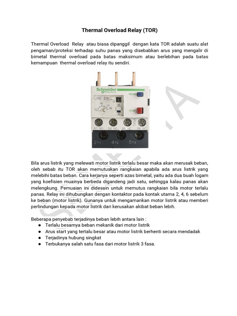 Thermal Overload Relay (TOR) | PDF